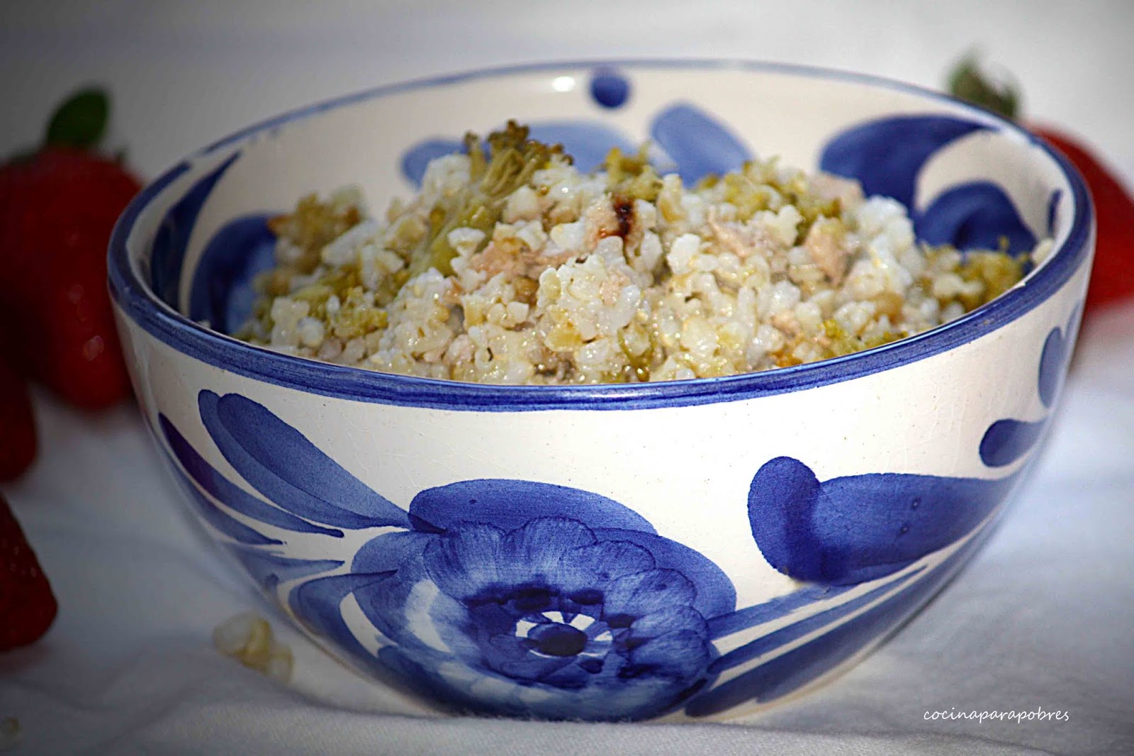 Bulgur con arroz integral, carne y brócoli