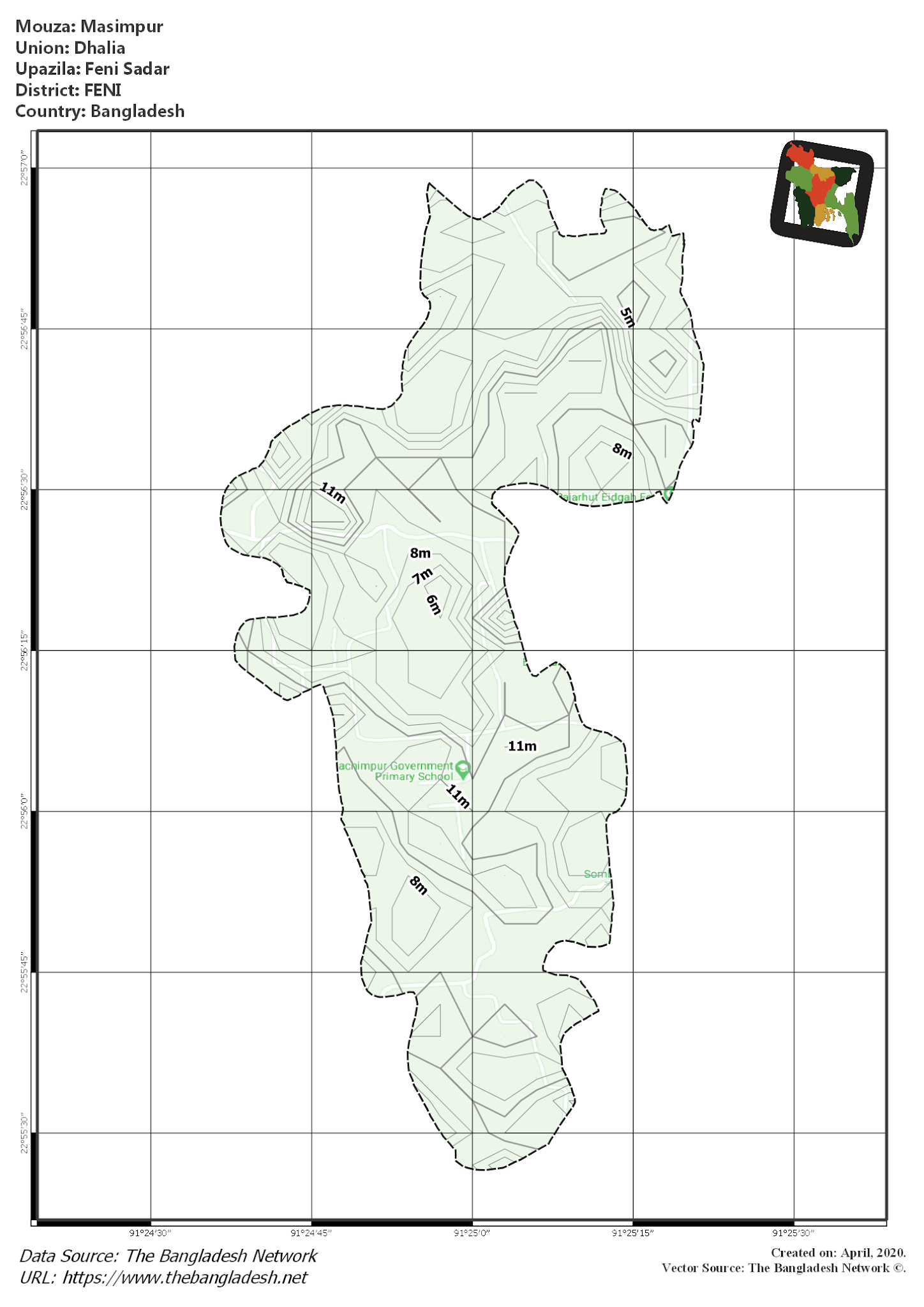 Map of Masimpur Mouza, Feni Sadar, Feni