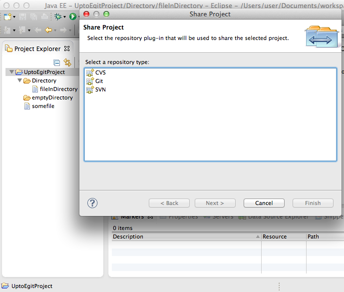 じっとしてないegit Eclipseのプロジェクトをgitにpushする。