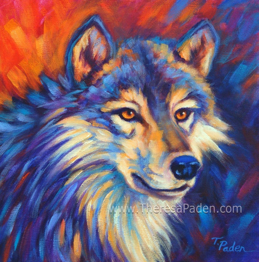 Paintings by Theresa Paden: Contemporary Wolf Painting Original ...