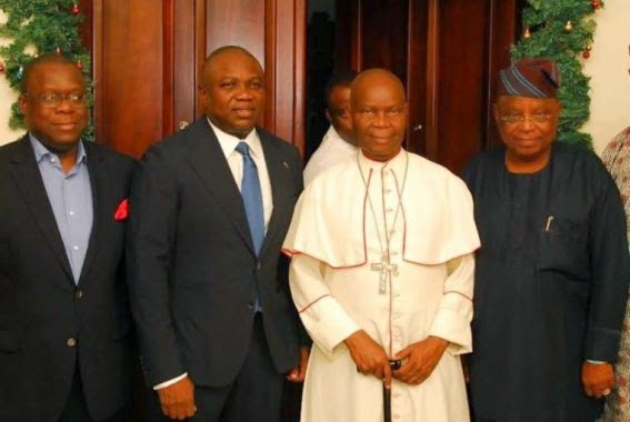 Photos: Akinwunmi Ambode takes his campaign to Cardinal Okogie