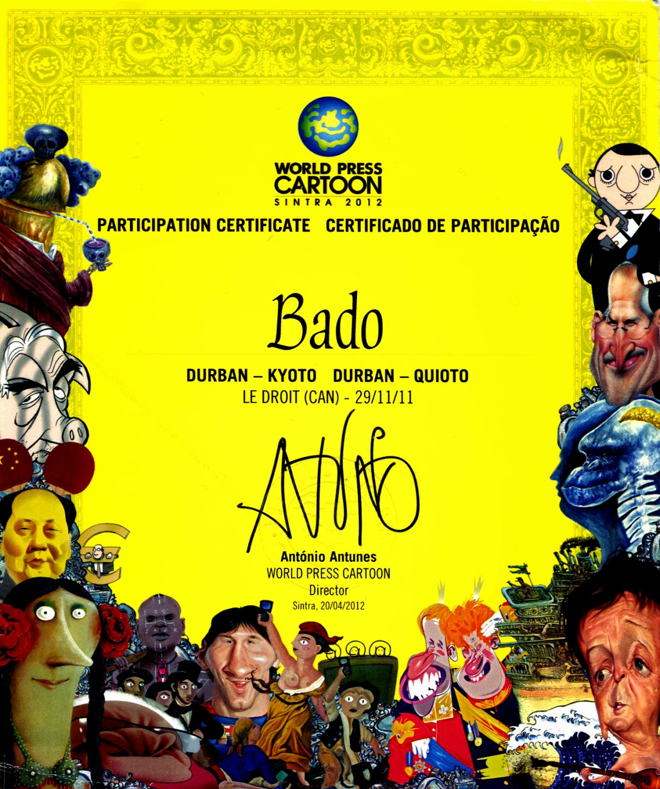 Bado, le blog: World Press Cartoon 2012 (mon dessin)