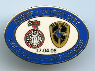 Crewe Alexandra Football Club pin badges: Crewe v Cardiff 2006 Match Badge