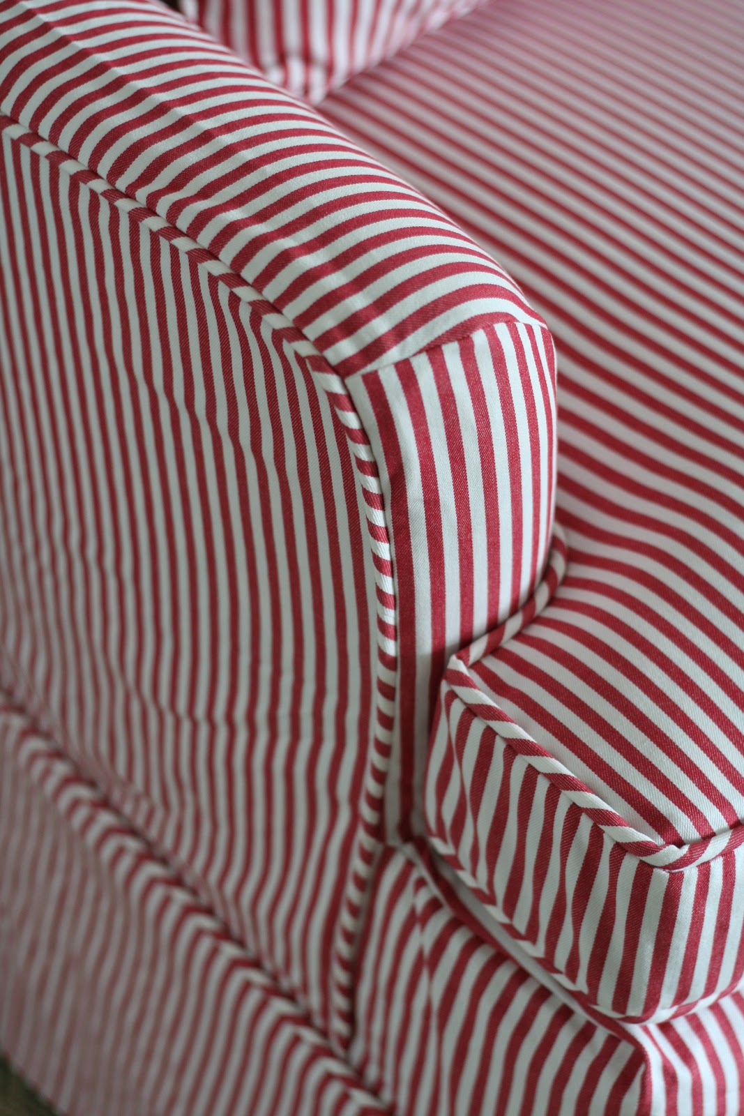 Custom Slipcovers by Shelley: Red/ white striped chair