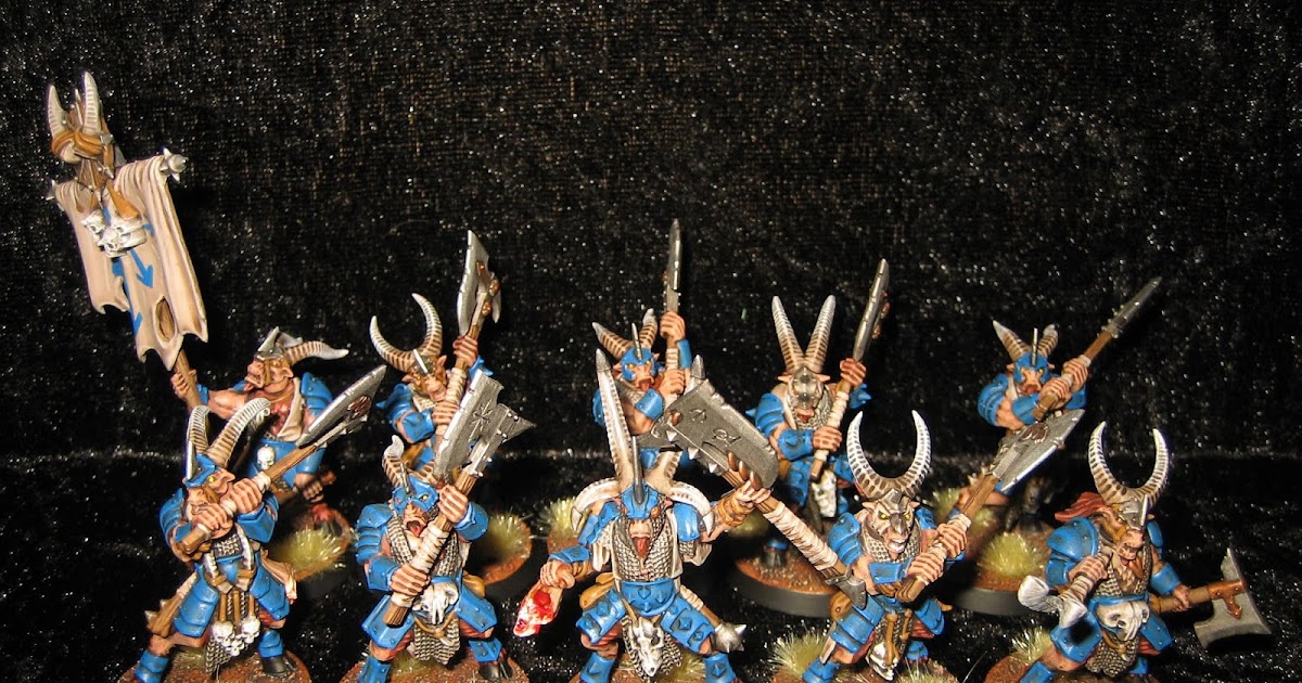 Making miniatures with Mario: Beast of Chaos : Bestigor Herd finished