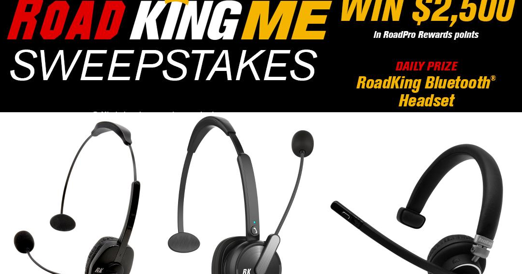 Road King Bluetooth Headset Giveaway - 62 Winners. Limit One Entry Per ...