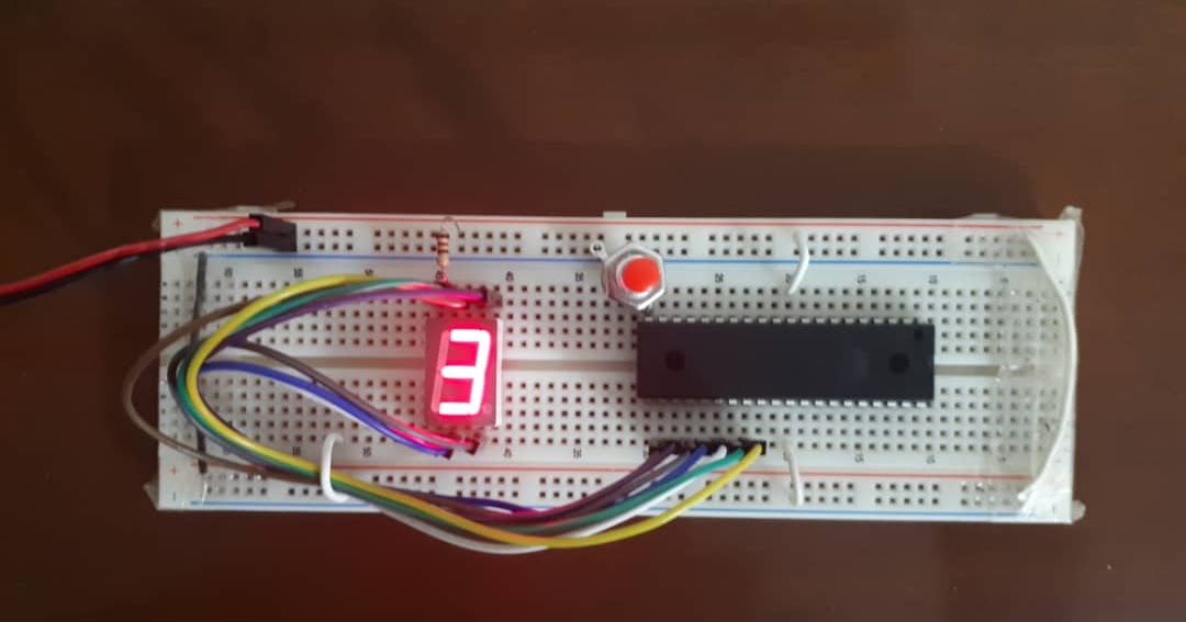 Up-Counting 1 digit 7-segment using ATmega16 AVR
