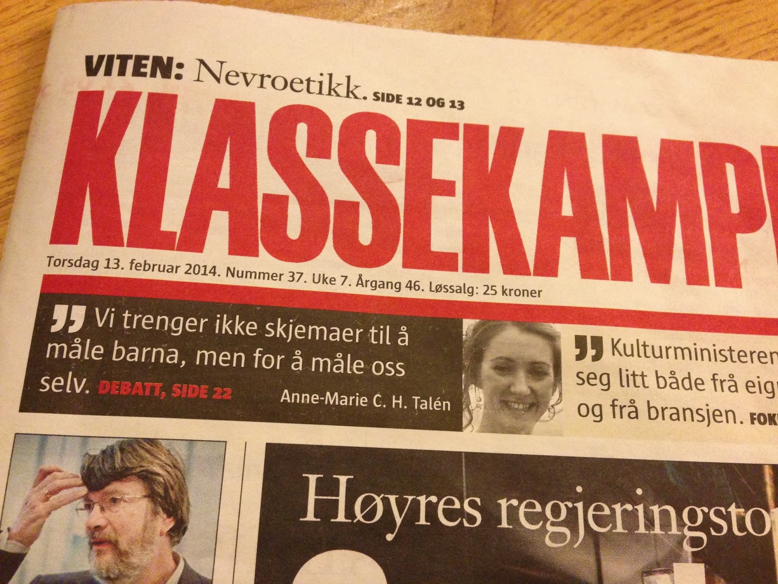 Fru Taléns hverdag..!: Klassekampen debatt