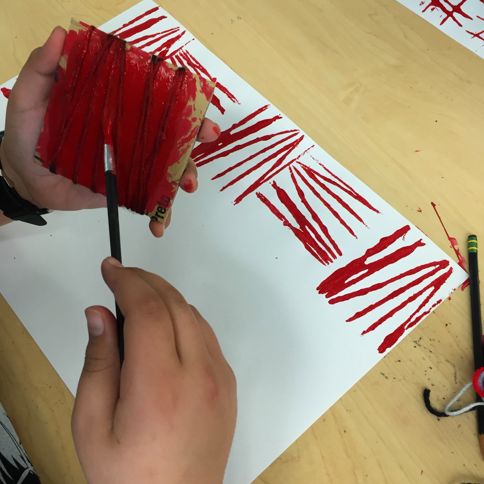 come to the Art side: Thursday Think Tank: Yarn Printing!