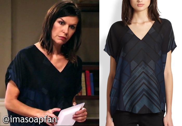 Anna Devane's Blue Geometric Print Top - General Hospital, Season 53 ...