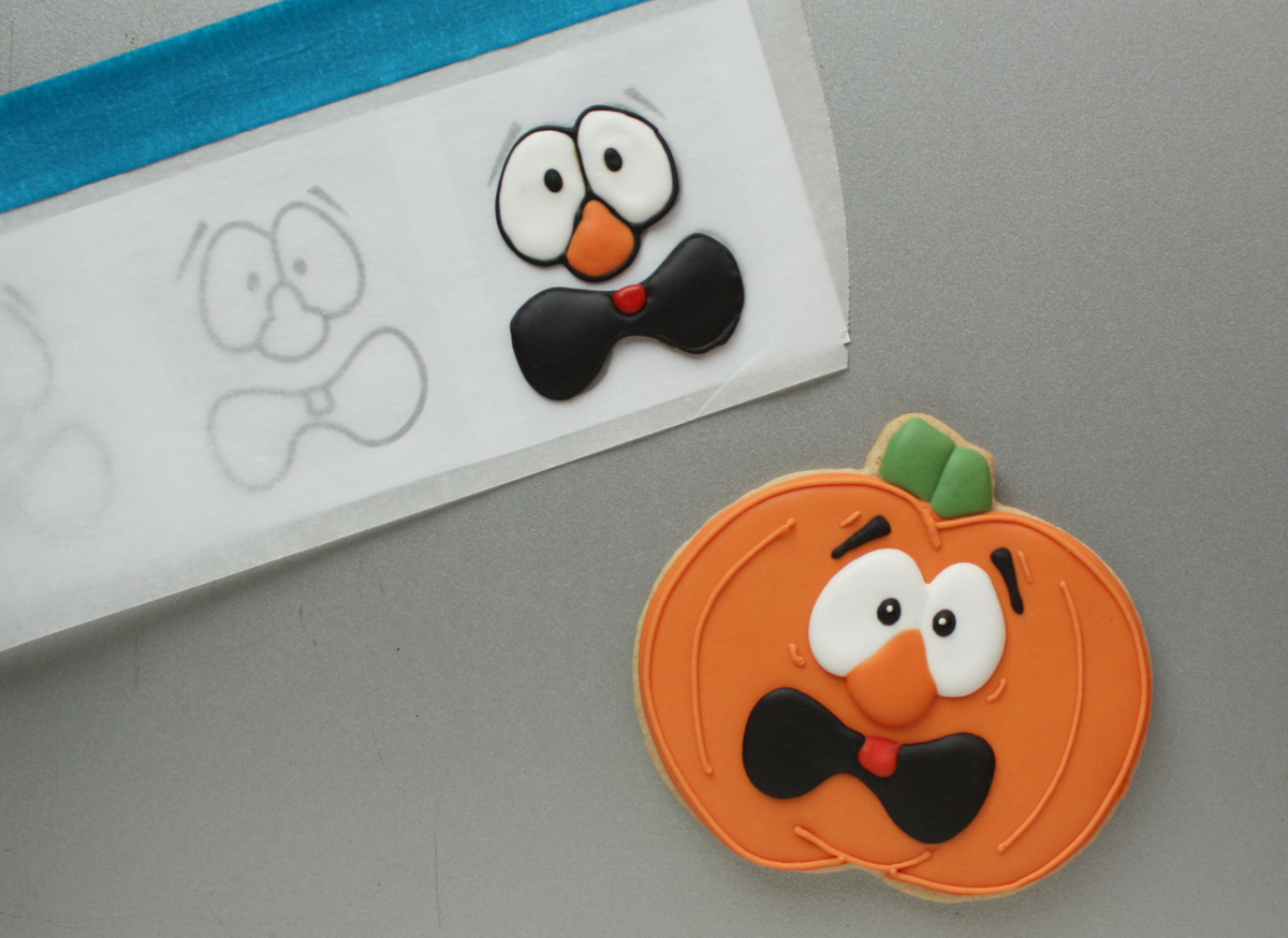Silly Pumpkin Faces with Royal Icing Transfers