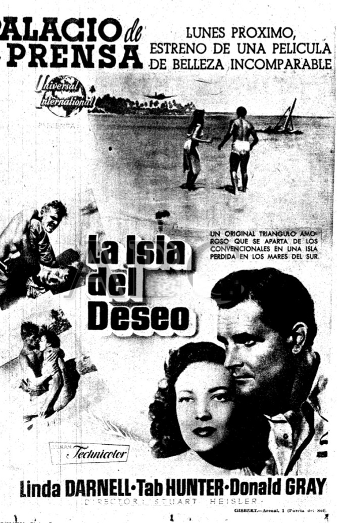 TAB HUNTER "WEB SITE": ISLAND OF DESIRE "Saturday Island" (1952)