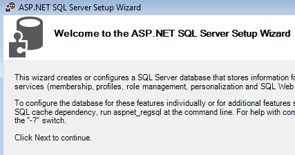 ASP.NET: Set Up SQL Server for ASP.NET Provider Databases