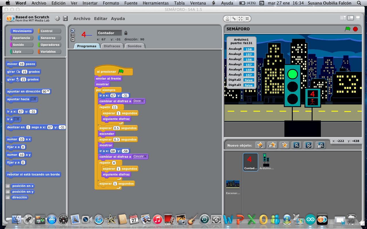 A Tecnoloxía Na Secundaria Scratch For Arduino S4a Semáforo Con Leds Y Zumbador