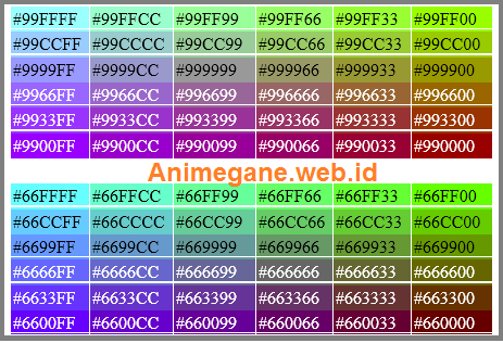 List Kode Warna Pada HTML ~ Animegane