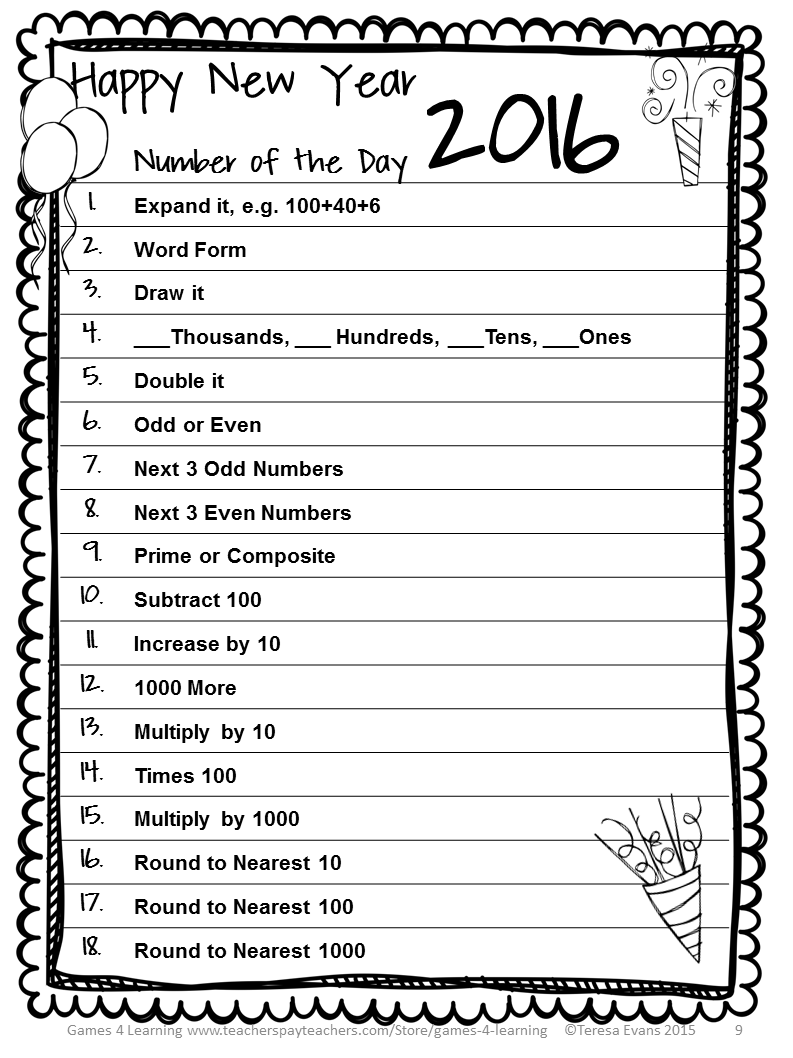 Fun Games 4 Learning: New Year Math Freebies, Ideas and More!