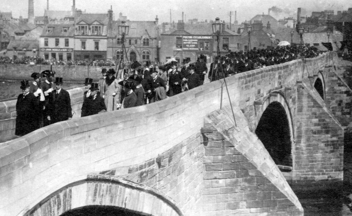 Tour Scotland: Old Photograph Re-opening of Auld Brig O' Ayr Scotland