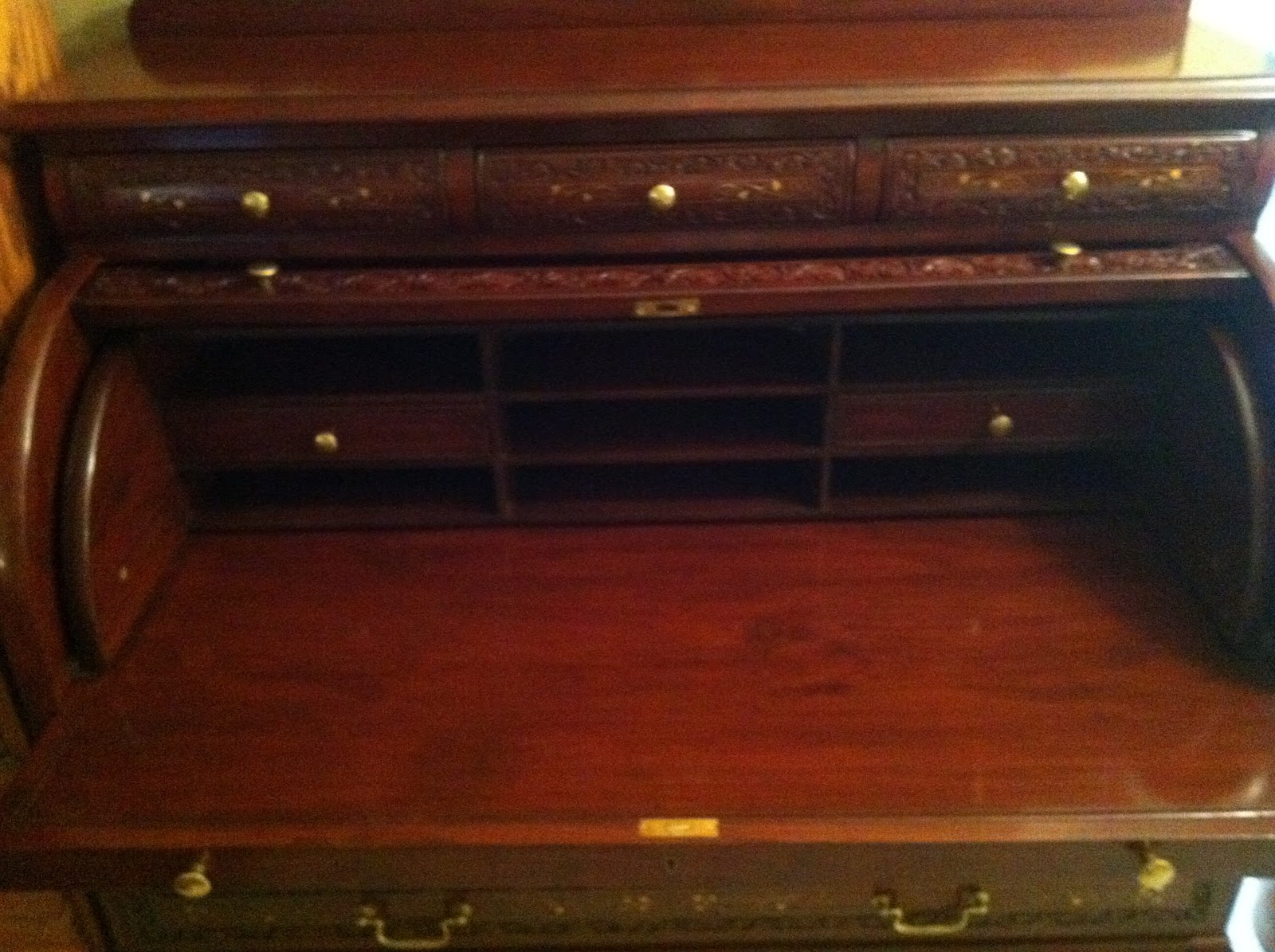 Love, Brittney: Rosewood Gold Inlay Roll Top Desk