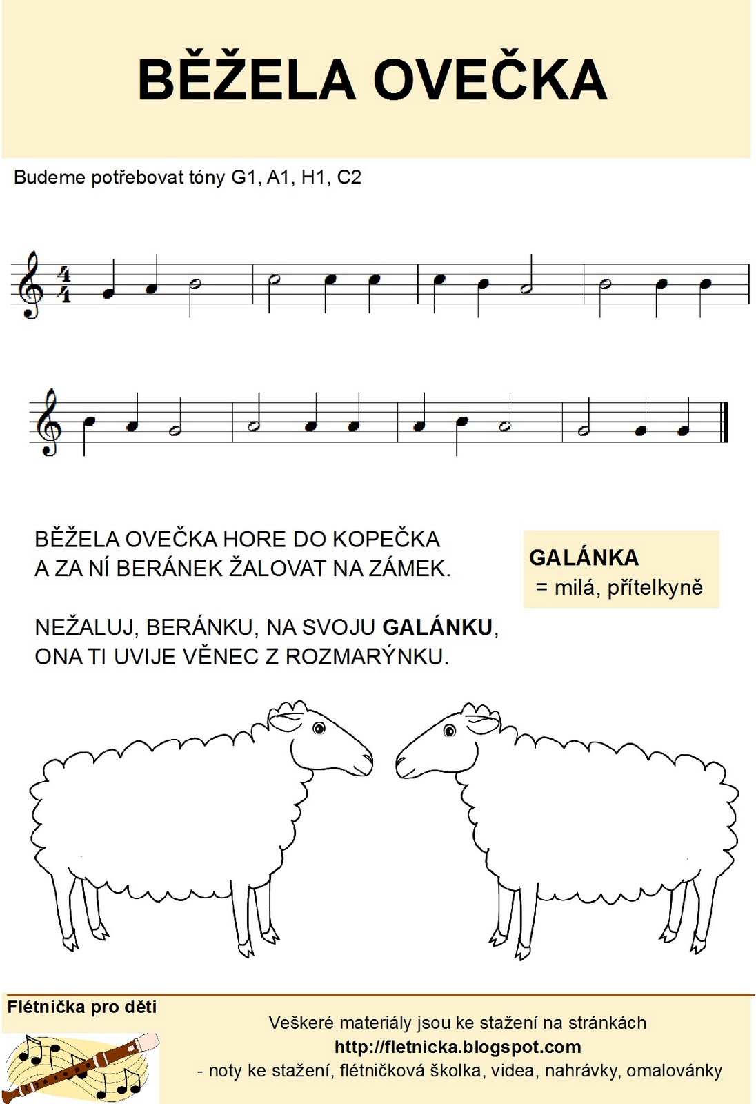 Flétnička: Běžela ovečka