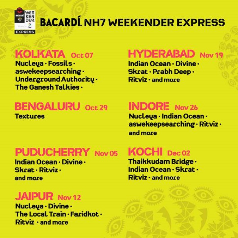 BACARDÍ NH7 Weekender announces BACARDÍ NH7 Weekender Express from ...
