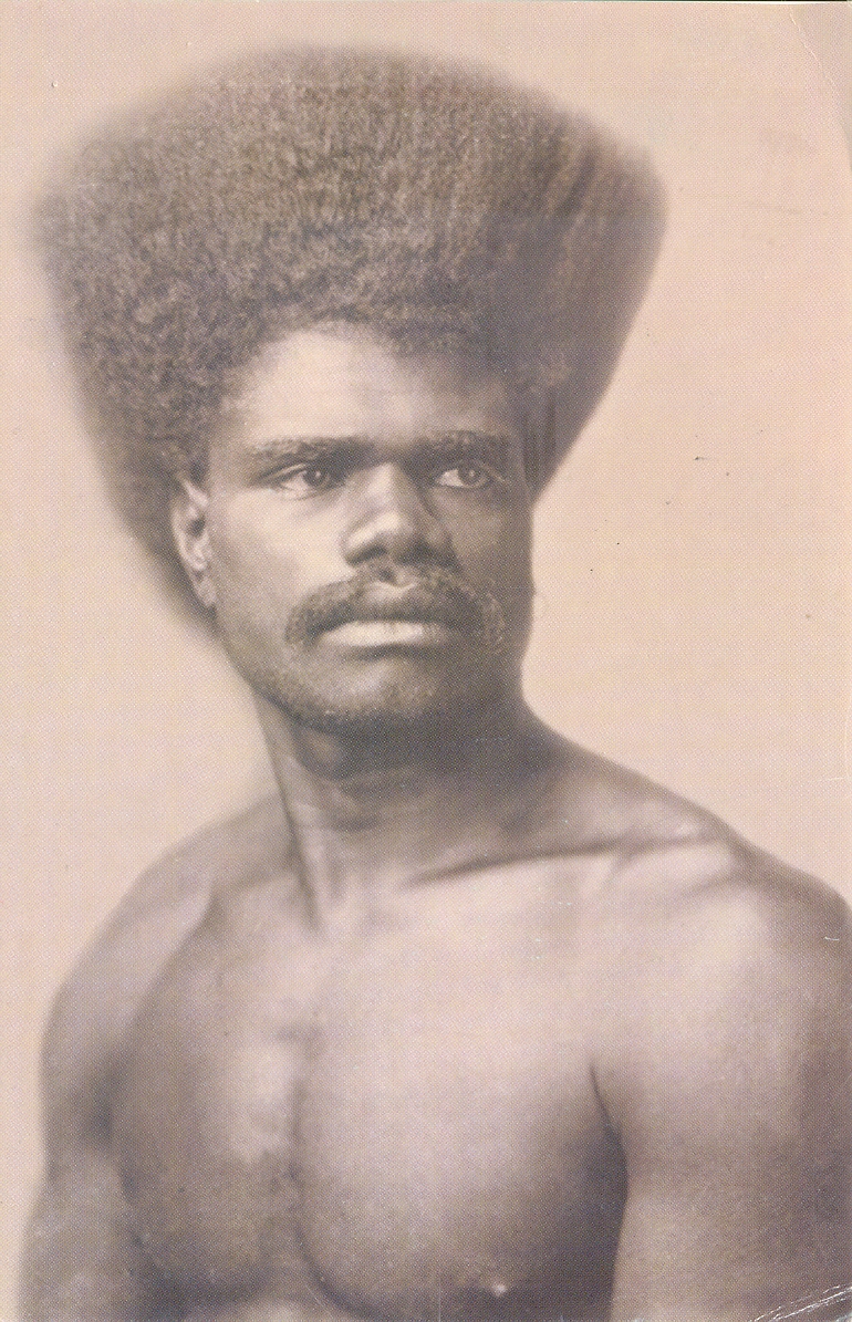 Postcards around the world: Fijian hairstyle ornately combed upward ...