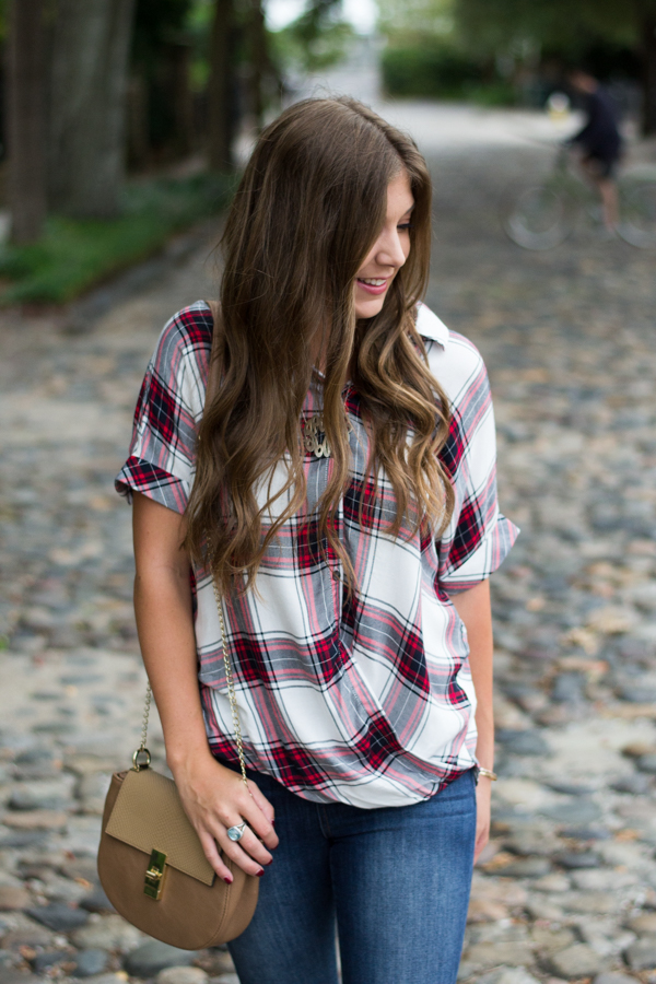 Short Sleeve Plaid Top - Chasing Cinderella