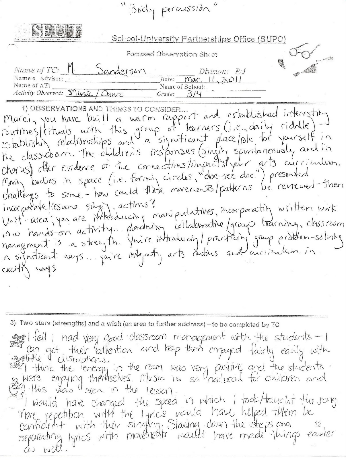 Standards for a Teacher: Professional Feedback