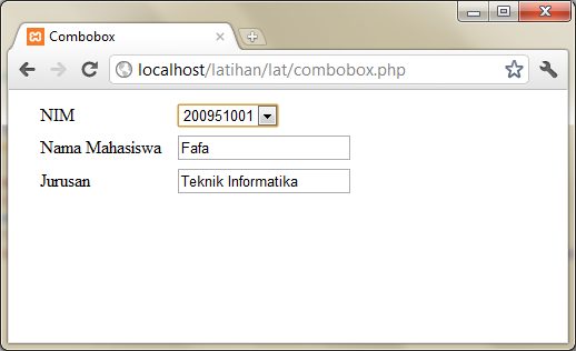 Menampilkan Data Dari Combobox Ke Textfield Di Php Ainas Blog