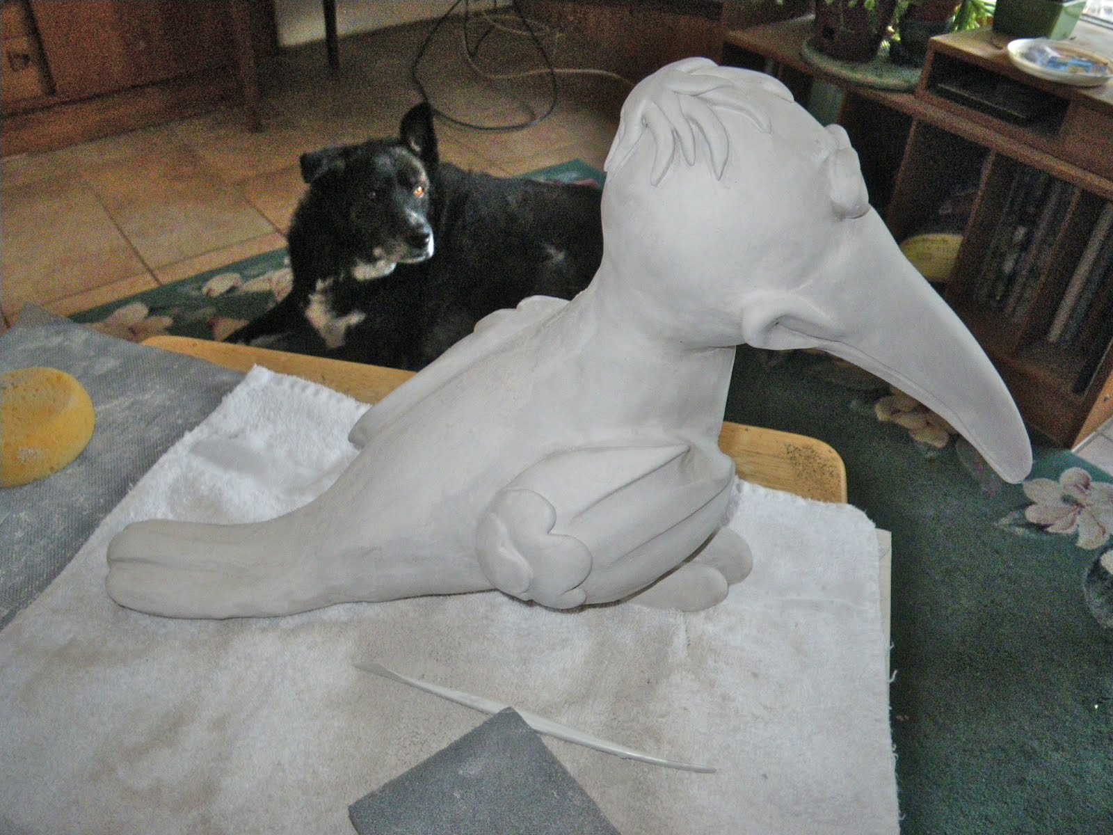 Angie's random blog: Big bird clay figure- in progress photos. Part 3
