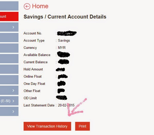 Statement Bank atau Transaction History