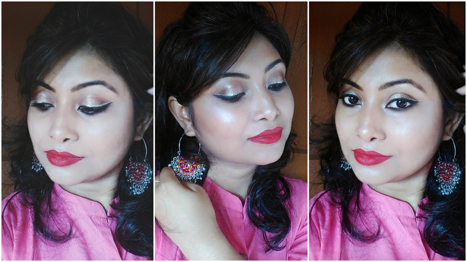 Subtle Glitter Glam Eye Make up Look Step by Step tutorial | Festive ...