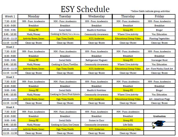 Empowered By THEM: My ESY Schedule!