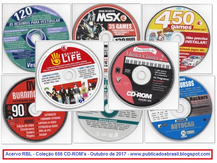 PUBLICADOS BRASIL: Coleção 656 CD-ROM's - Parte 1 de 3 - Outubro de 2017