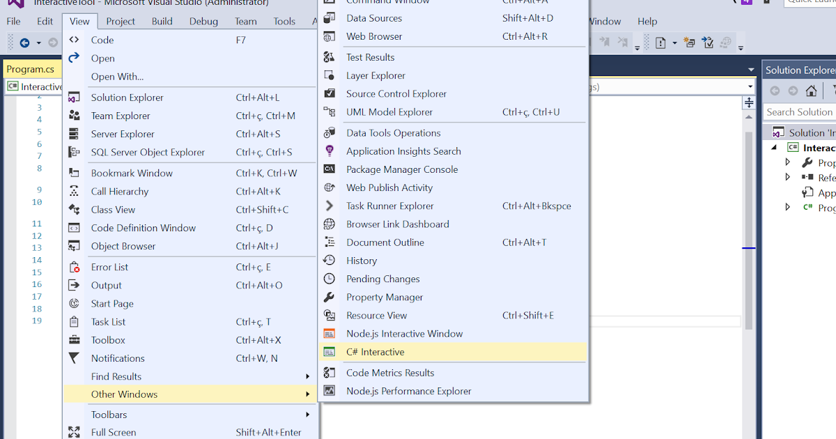 Yazılım Dünyasının Tozlu Yolları: VS 2015 C# INTERACTIVE WINDOW