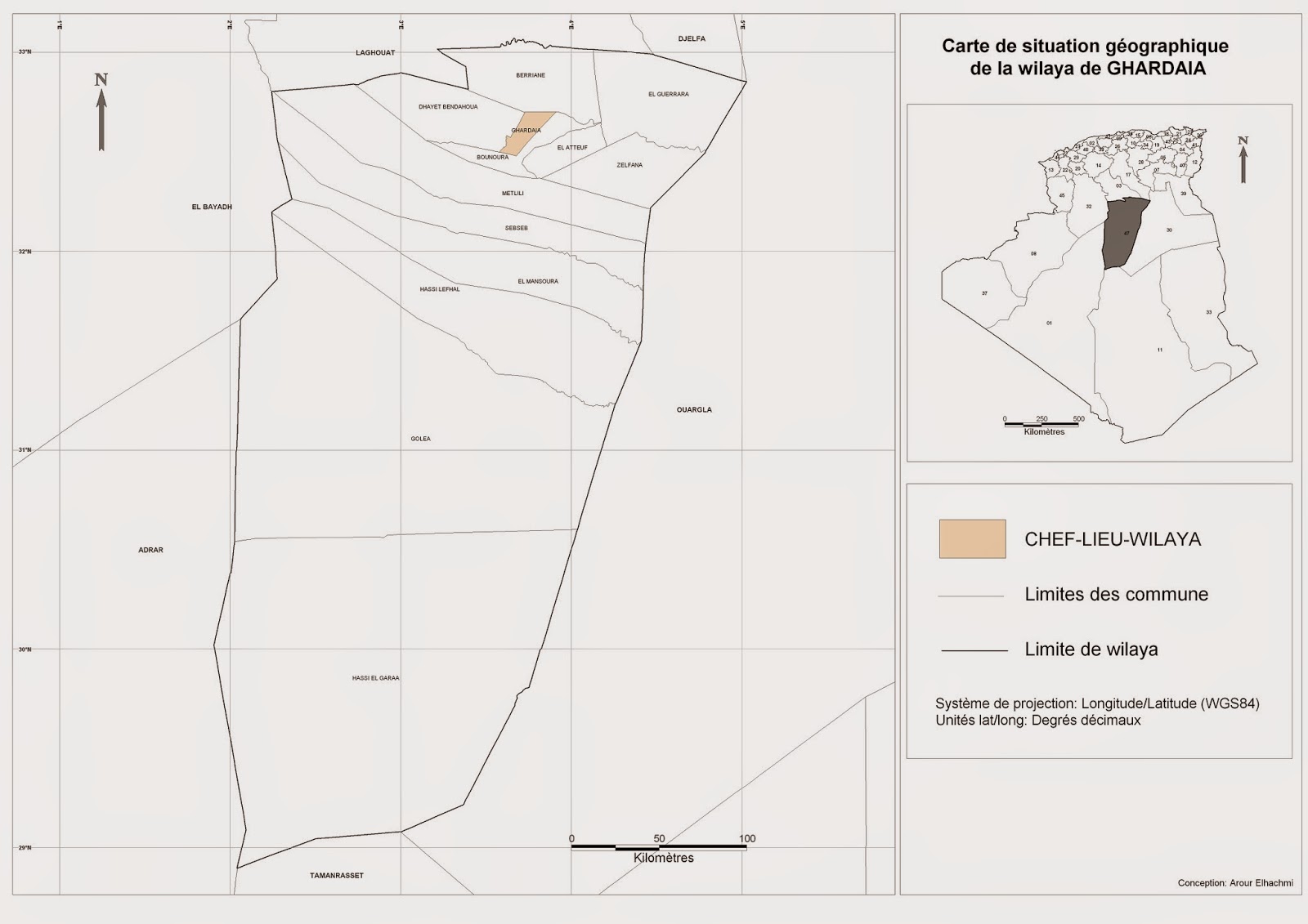 Découpage administratif de l'Algérie & Monographie: Carte de situation ...