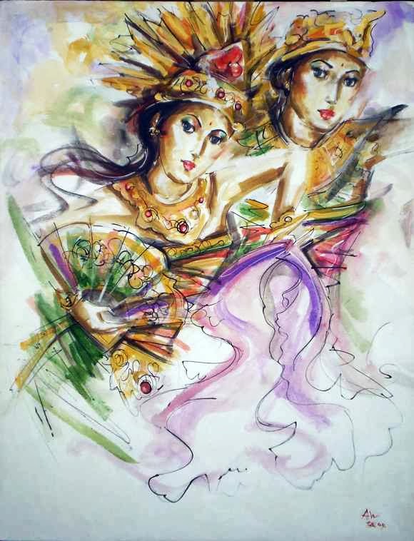 28 Karya Lukisan Tarian Bali yang Artistik - Seni Rupa