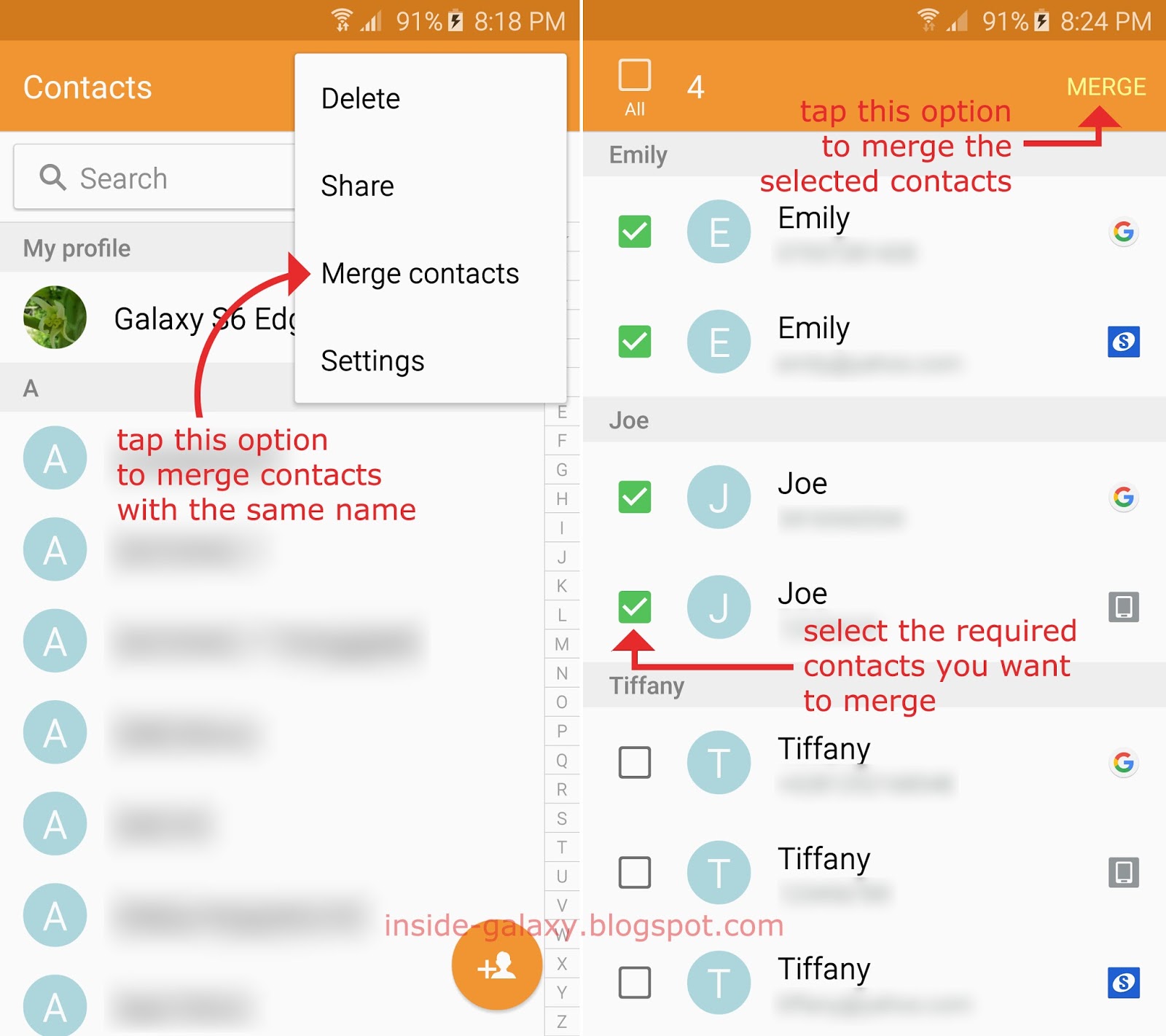 Inside Galaxy: Samsung Galaxy S6 Edge: How to Merge Contacts in Android ...