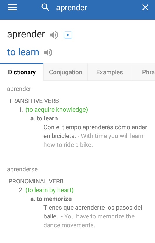 Aprender Español (Belajar Bahasa Spanyol): Aplikasi SpanishDict Translator