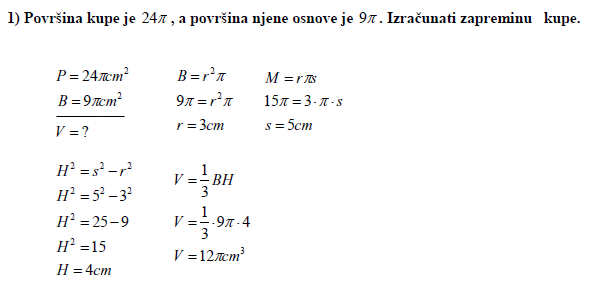 Matematika - Geometrija : Kupa