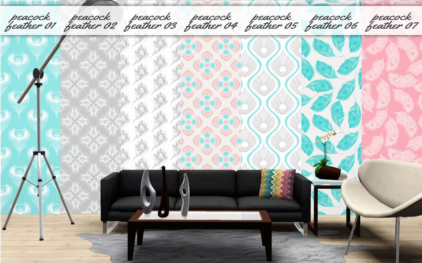 My Sims 3 Blog: Peacock Pattern Set by Peacemaker ic