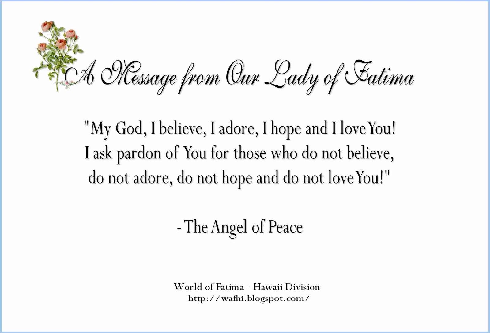 World Apostolate of Fatima - Hawaii Division: Message - Our Lady of ...