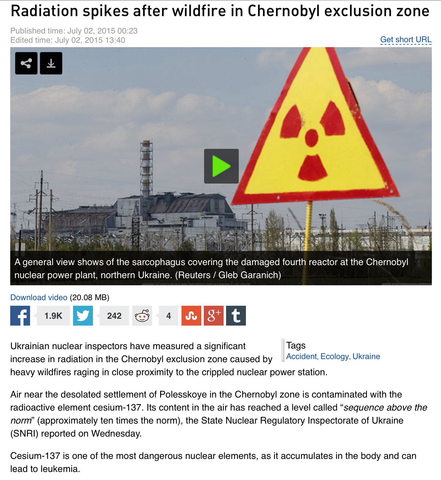 whats up: Radiation spikes after wildfire in Chernobyl exclusion zone ...