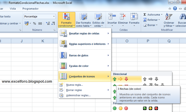 Formato condicional con Conjunto de iconos en Excel. | EXCEL FORO: Un ...