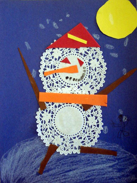a faithful attempt: Doily Snowmen Collage