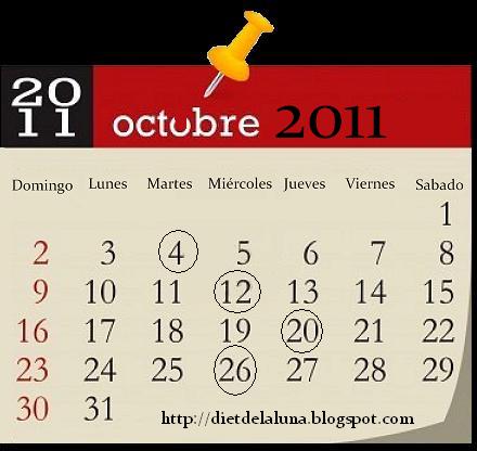 Dieta de la luna: Calendario lunar de octubre 2011