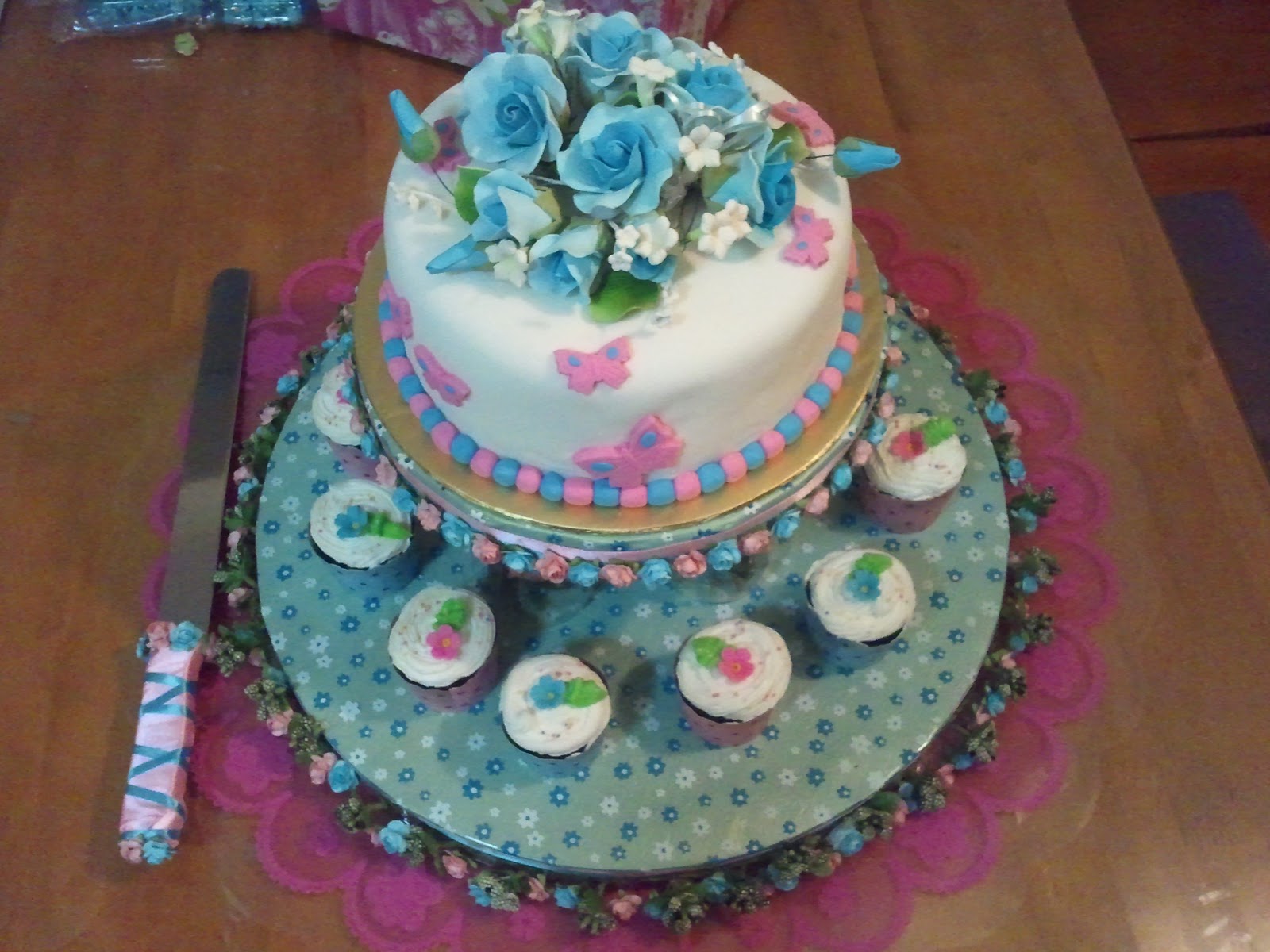Zie Sweet Bites Temptation: Wedding Cake & Cupcakes ~ Tema Biru Pink