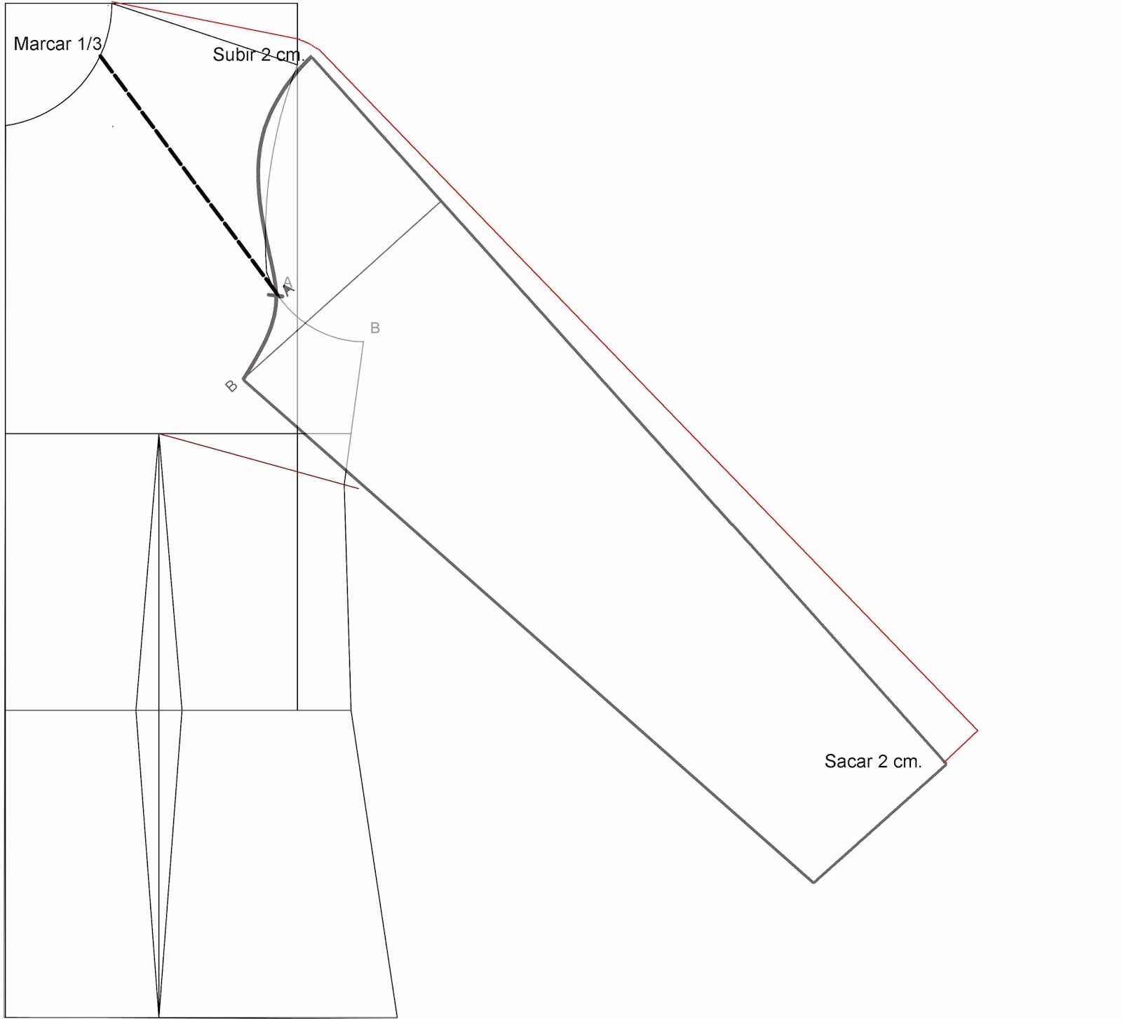 Como hacer el patrón de la manga ranglán - Costura Pb Kalasiris ERROR ...