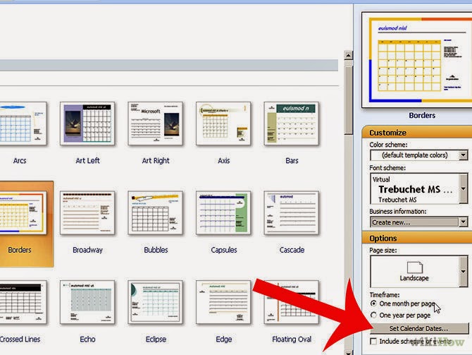 convenio censa cena: como hacer un calendario en Publisher