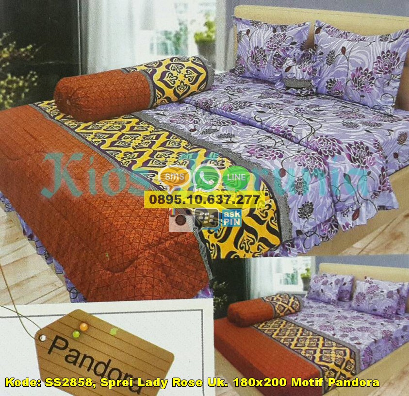 Sprei Katun Jepang: sprei-lady-rose-uk-180x200-motif-revalina-jual