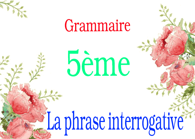 5ème - Gram. - La phrase interrogative